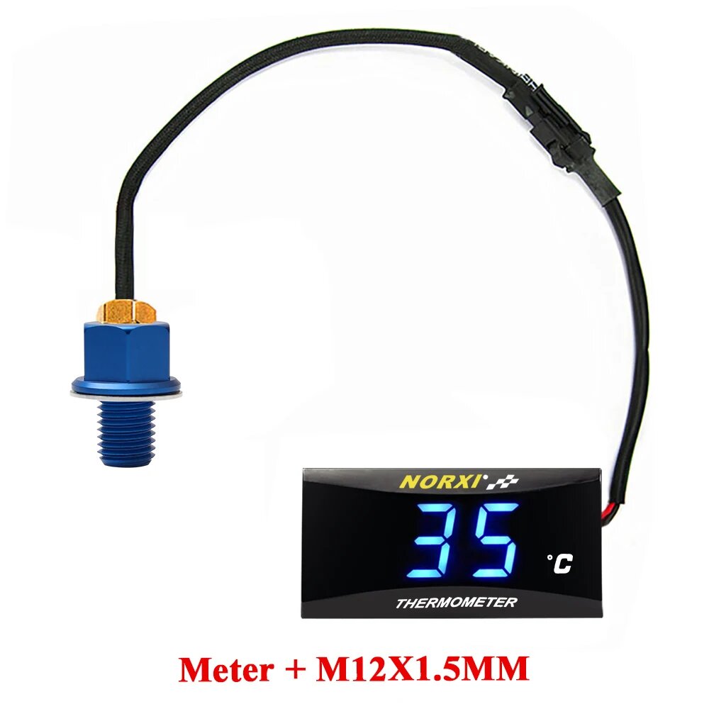 Koso датчик температуры масла для мотоцикла norxi мини квадратный цифровой инструмент влажность для nmax125 мотоциклетные температурные ингаторы Черный, Blue-M12X1.5MM