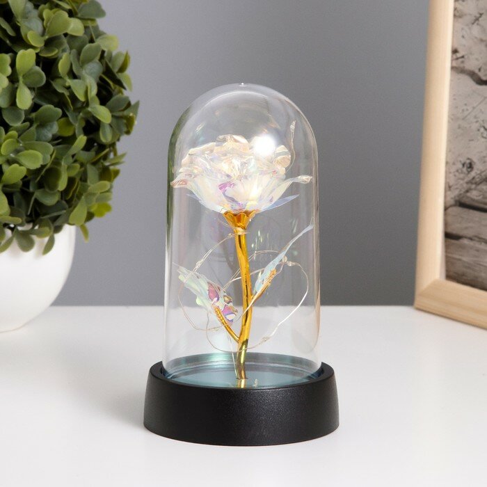Фигурка светящаяся колба RISALUX Цветок, LED-ночник, 3×AG10, белый, 8.5×8.5×15.5 см