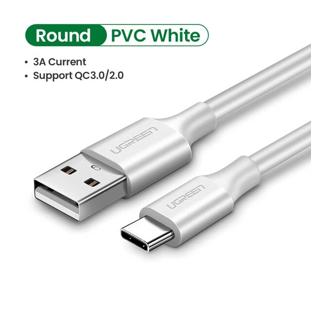 Ugreen QC 3.0 USB-кабель типа C для Samsung S20 S10 3A Кабель для быстрой зарядки Провод USB Type-C для Huawei Xiaomi Redmi Phone Charge