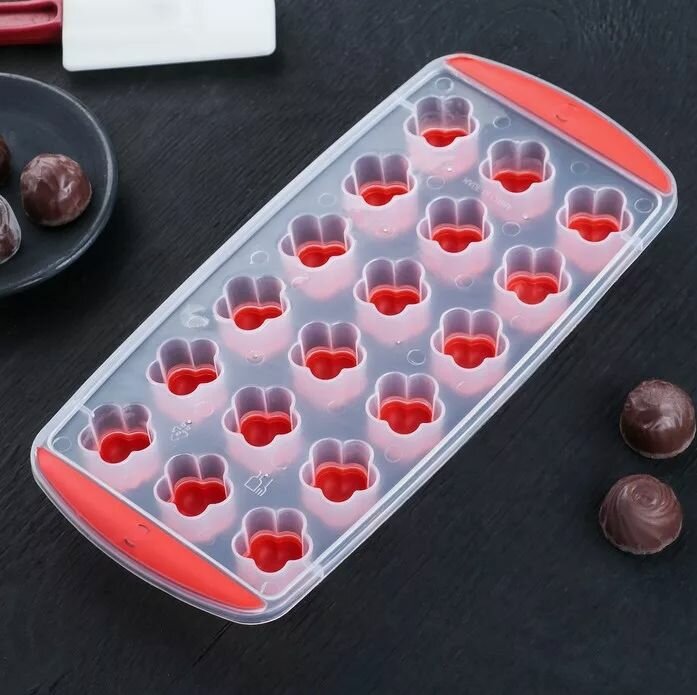 Форма для льда VL-80-156 18 Цветков пластик- силикон 24.5 x 11.5см