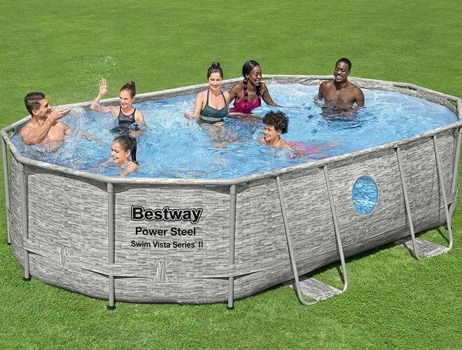 Bestway Ротанг 56716 (549х274х122) каркасный бассейн, тент, подложка, фильтр, лестница