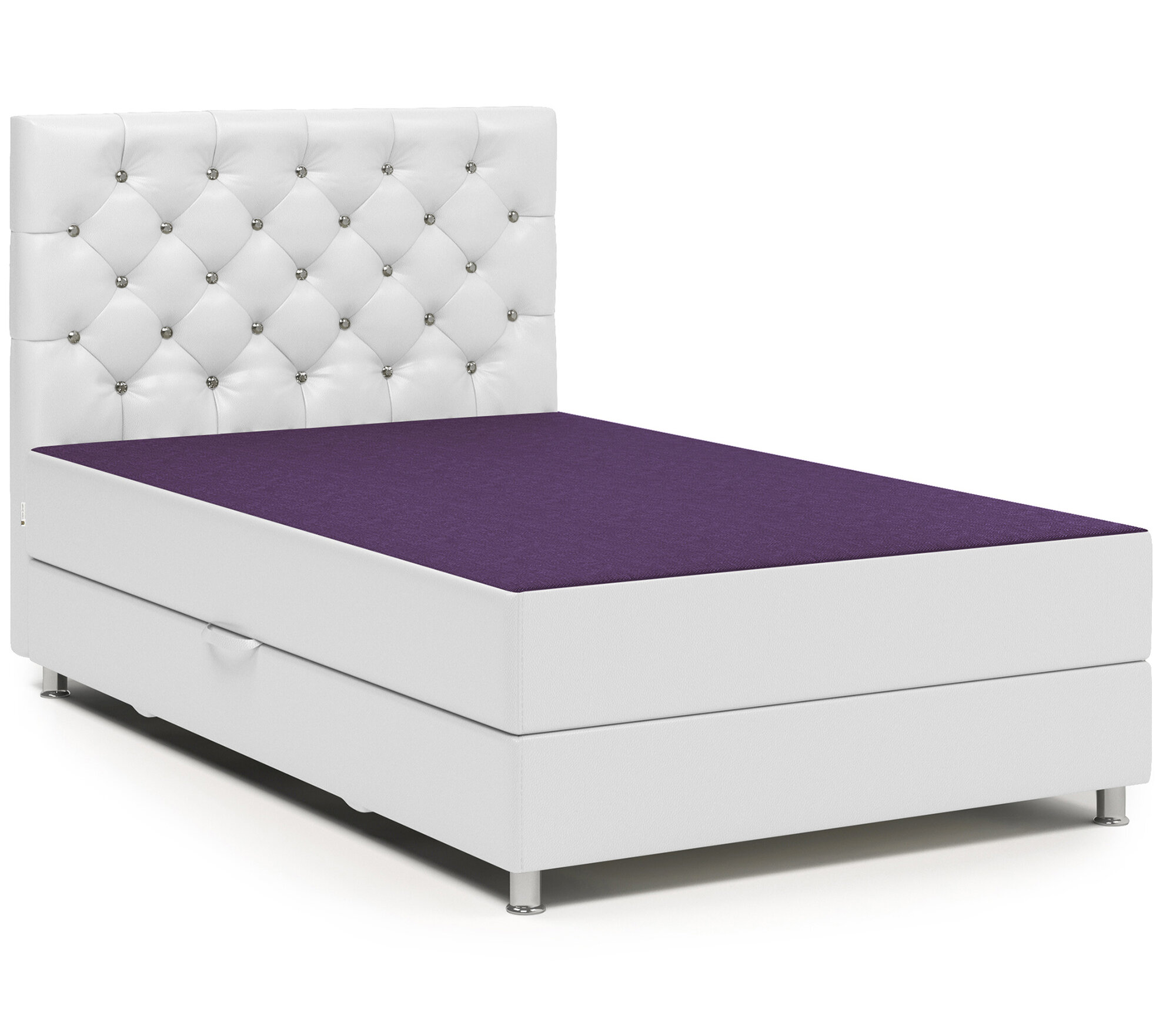 Тахта кровать Шармэль Люкс, 160х198 см, фиолетовая рогожка и белая экокожа