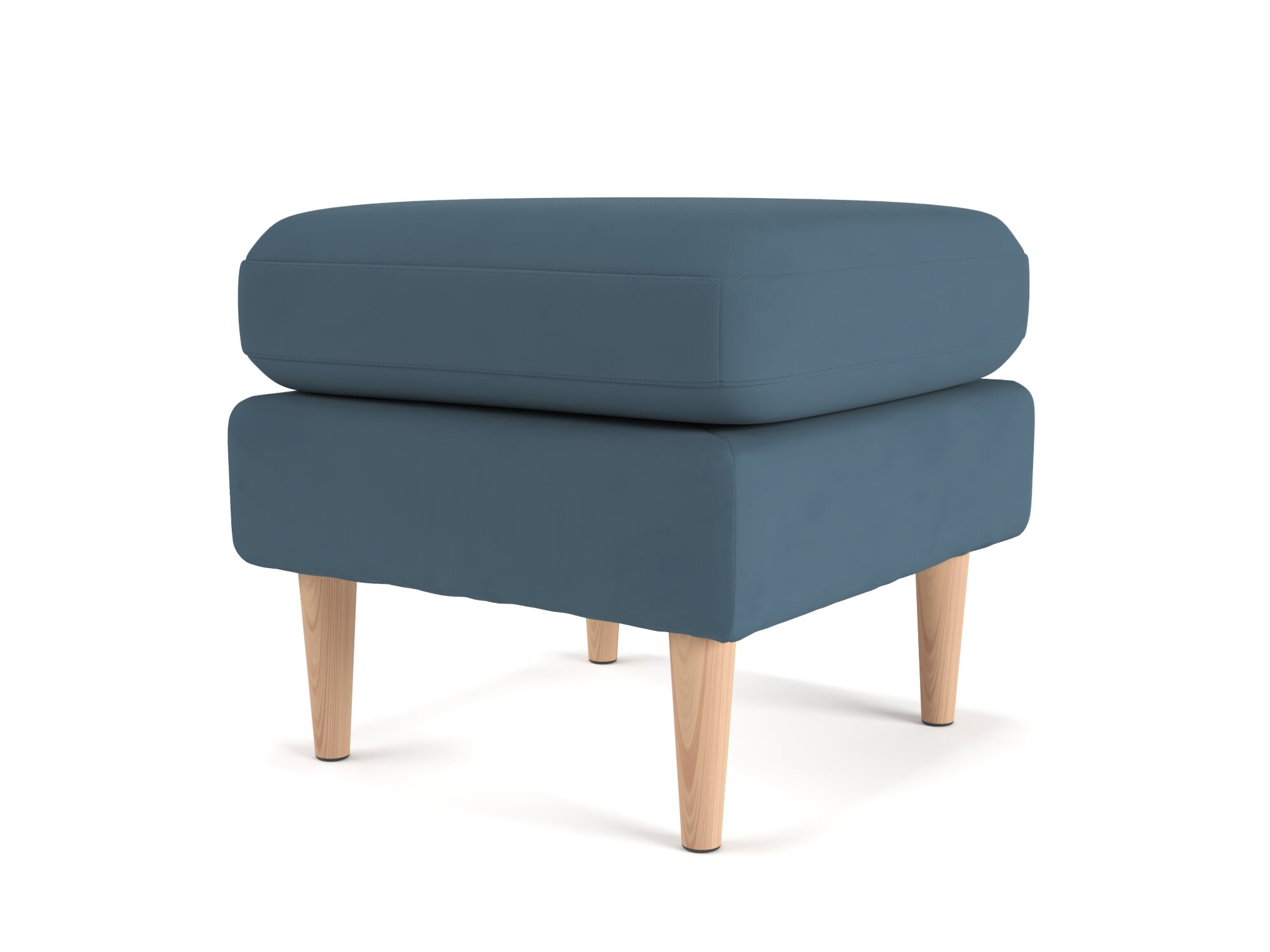 Квадратный мягкий пуф Soft Element Корс Blue на ножках, в прихожую, пуфик для ног, велюр, стиль современный лофт