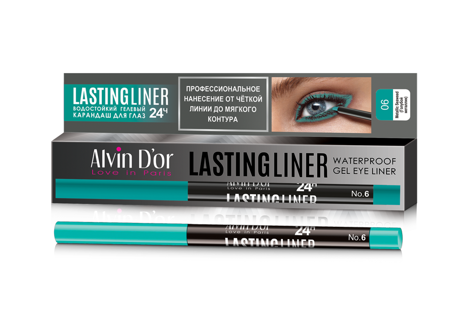 Alvin D'or, Карандаш для глаз гелевый водостойкий LASTINGLINER (тон 06 Голубой металлик)
