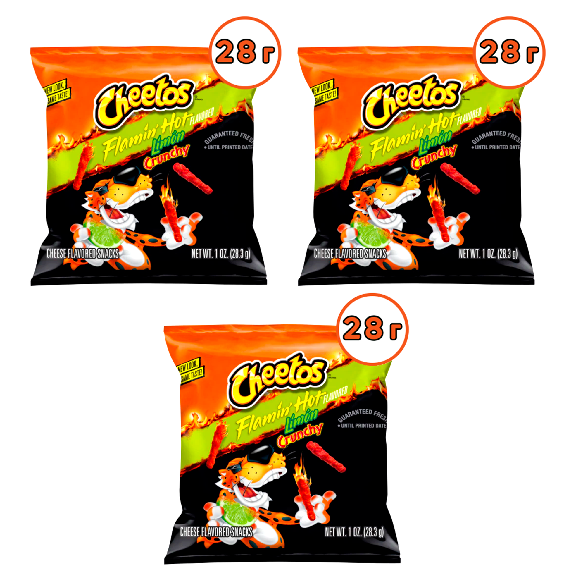 Кукурузные чипсы Cheetos Crunchy Flamin' Hot Limon 3 шт. по 28.3 г США