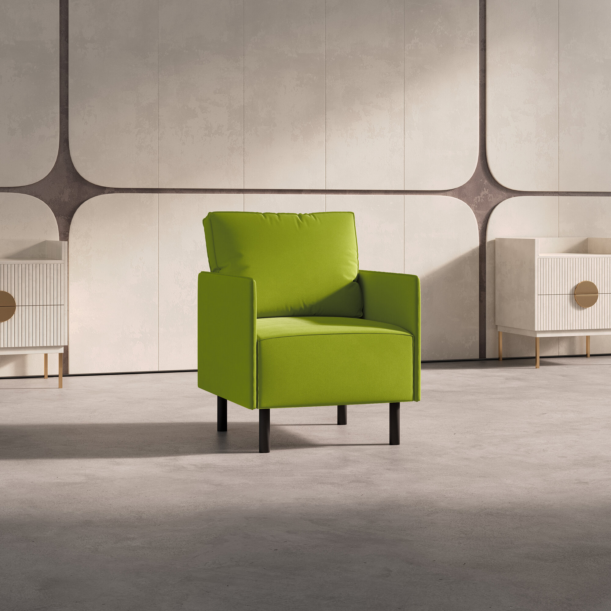 Кресло ORION, с подушкой, универсальное, в офис, студию, антивандальный велюр, салатовое