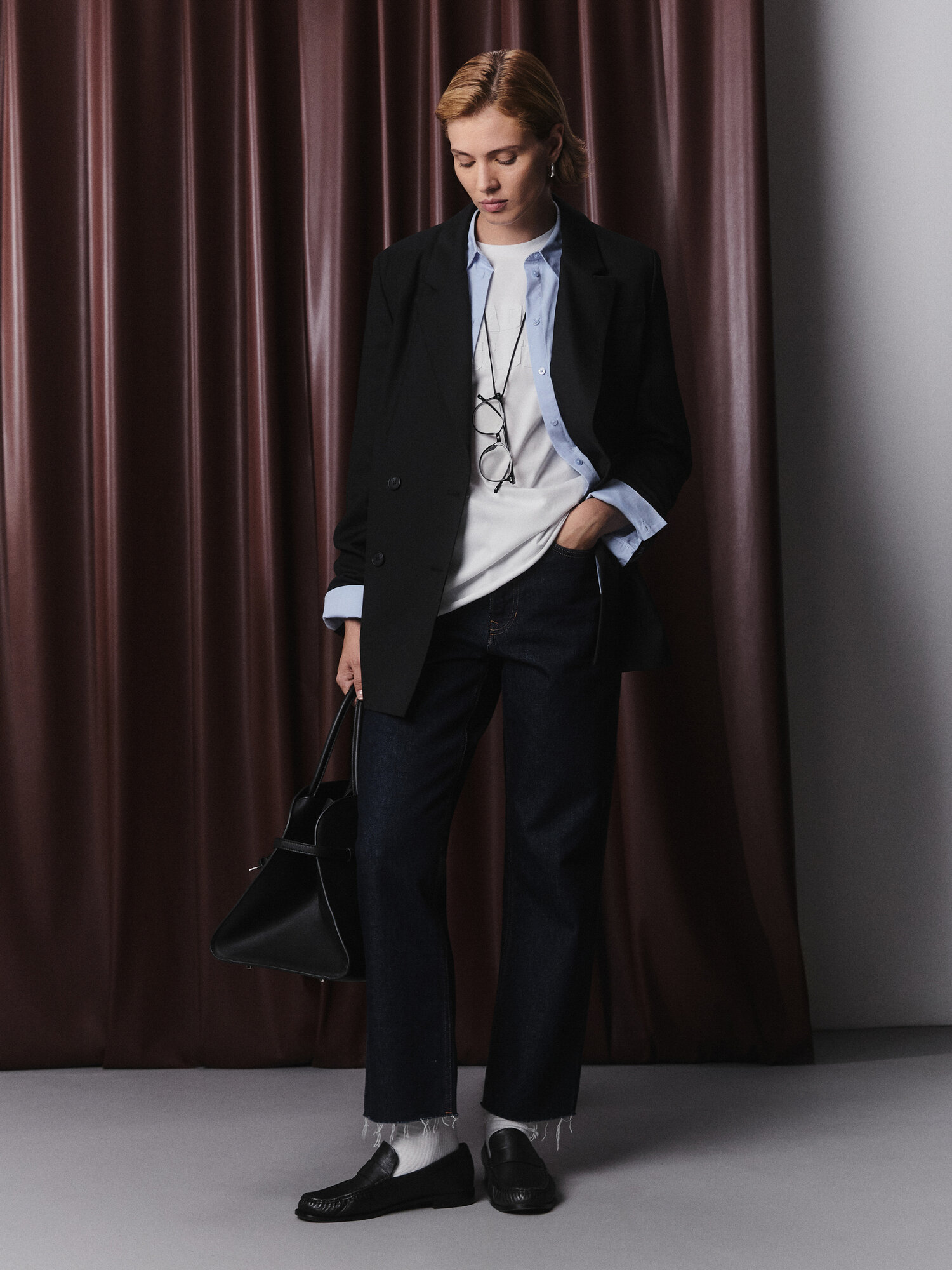 Джинсы straight cropped 