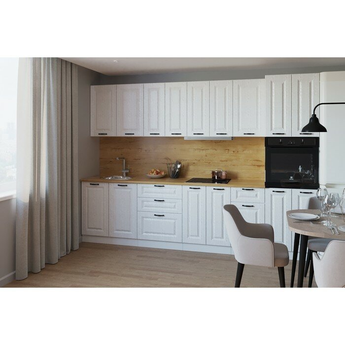 Кухонный гарнитур прямой «Гарнитур 18», с столешницей, 3000 мм, цвет белый вегас