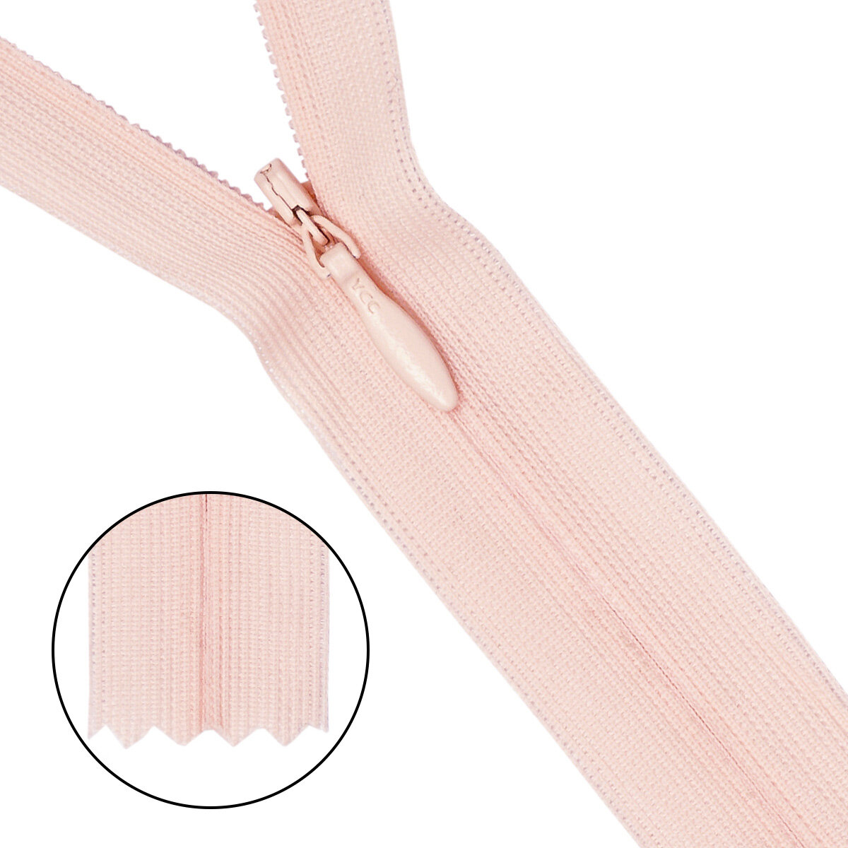 Молния потайная спиральная Т3, 50 см, пластик, металл, цвет светлый персик, BIG, 31305/50