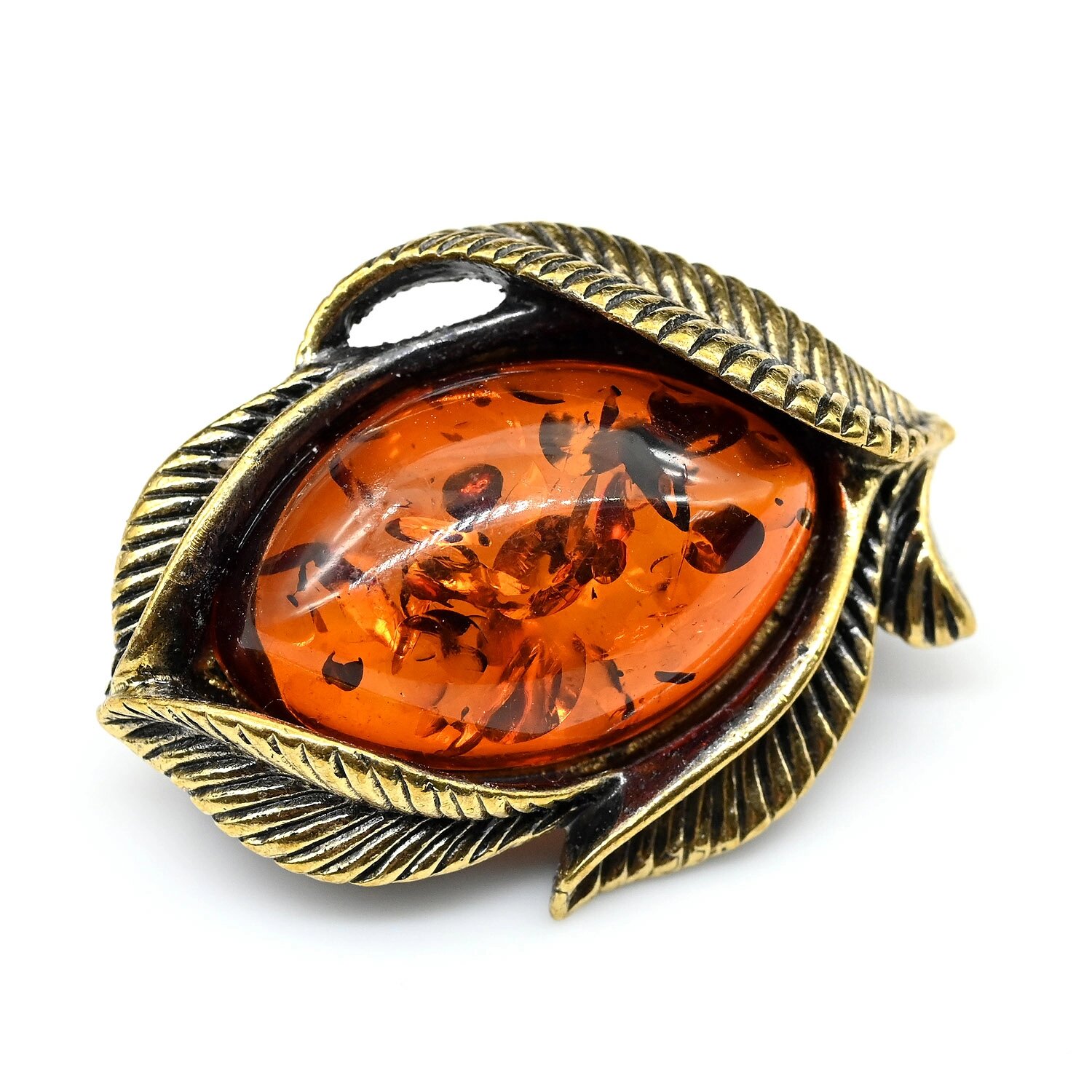 Брошь, янтарь