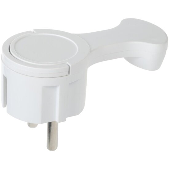 Вилка Duwi ABS-пластик, угловая плоская 8мм2, 16А, 250В, IP20, белая, 30476