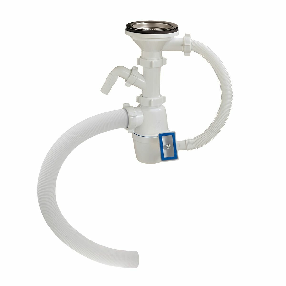 Сифон бутылочный Orio Е-4011, 3 1/2" x 40 мм, с отводом, переливом и гофротрубой