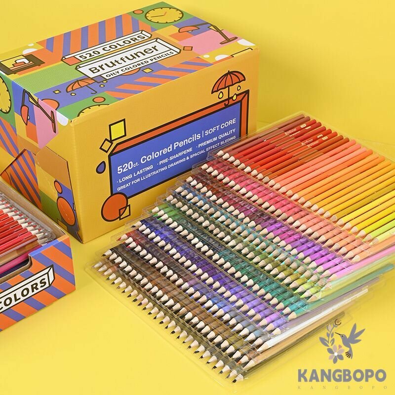 Brutfuner Цветные карандаши 260/520 цветов на масляной основе для художественного рисования Полный набор профессиональных инструментов/подарочный набор