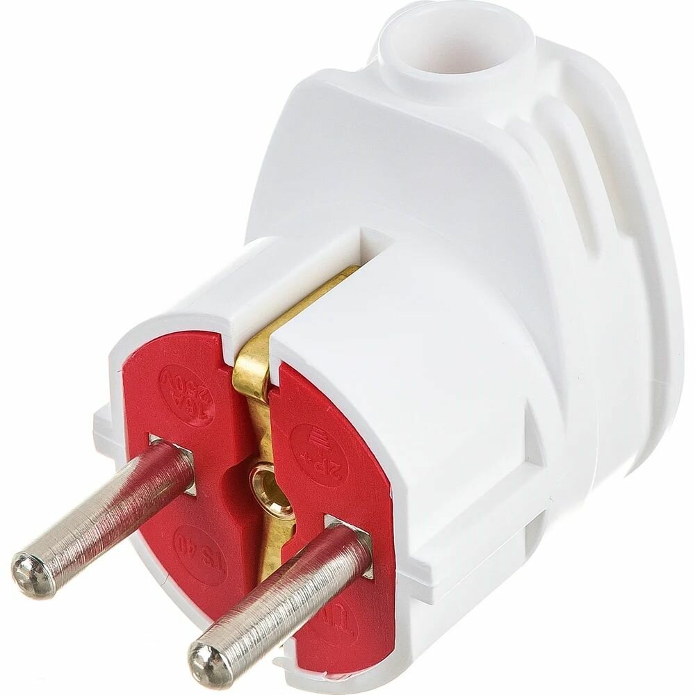 Угловая вилка AY-KA 16А 250В с заземлением, белый 7711200