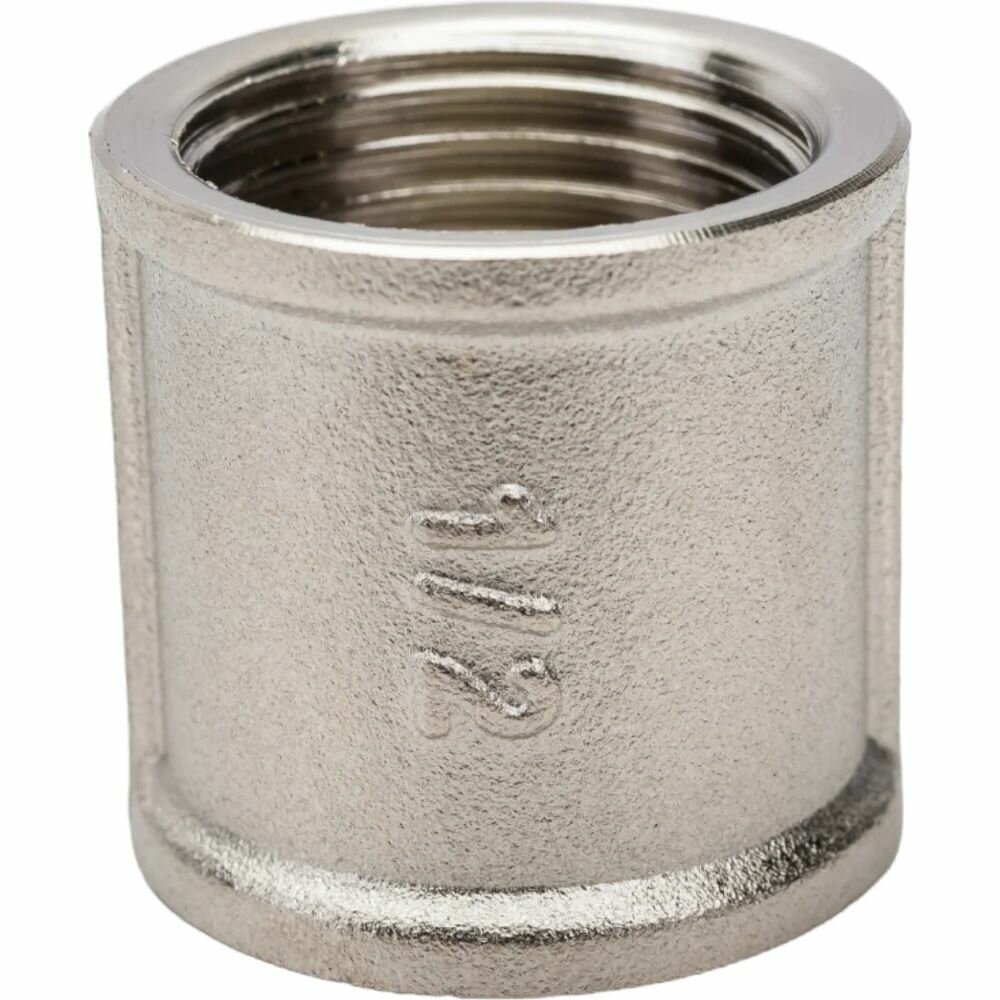 Муфта STI латунная Ду15 (1/2") Ру16 никелированная, внутренняя резьба D270-00416
