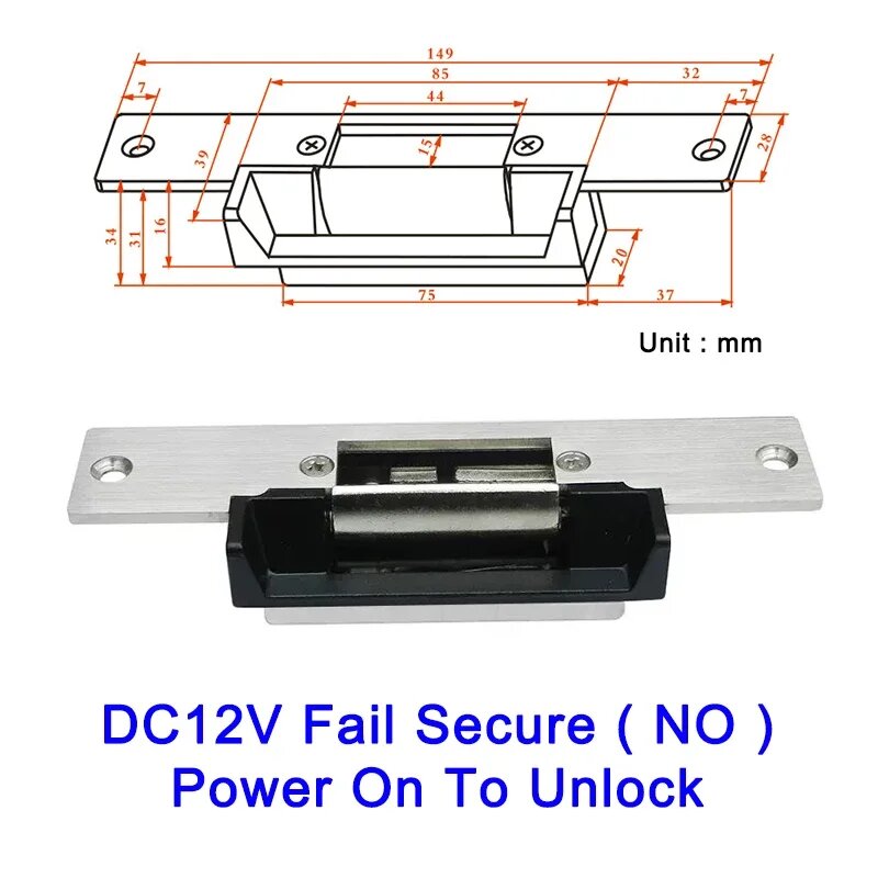 Электрический замок 12В Fail Secure UandaLS