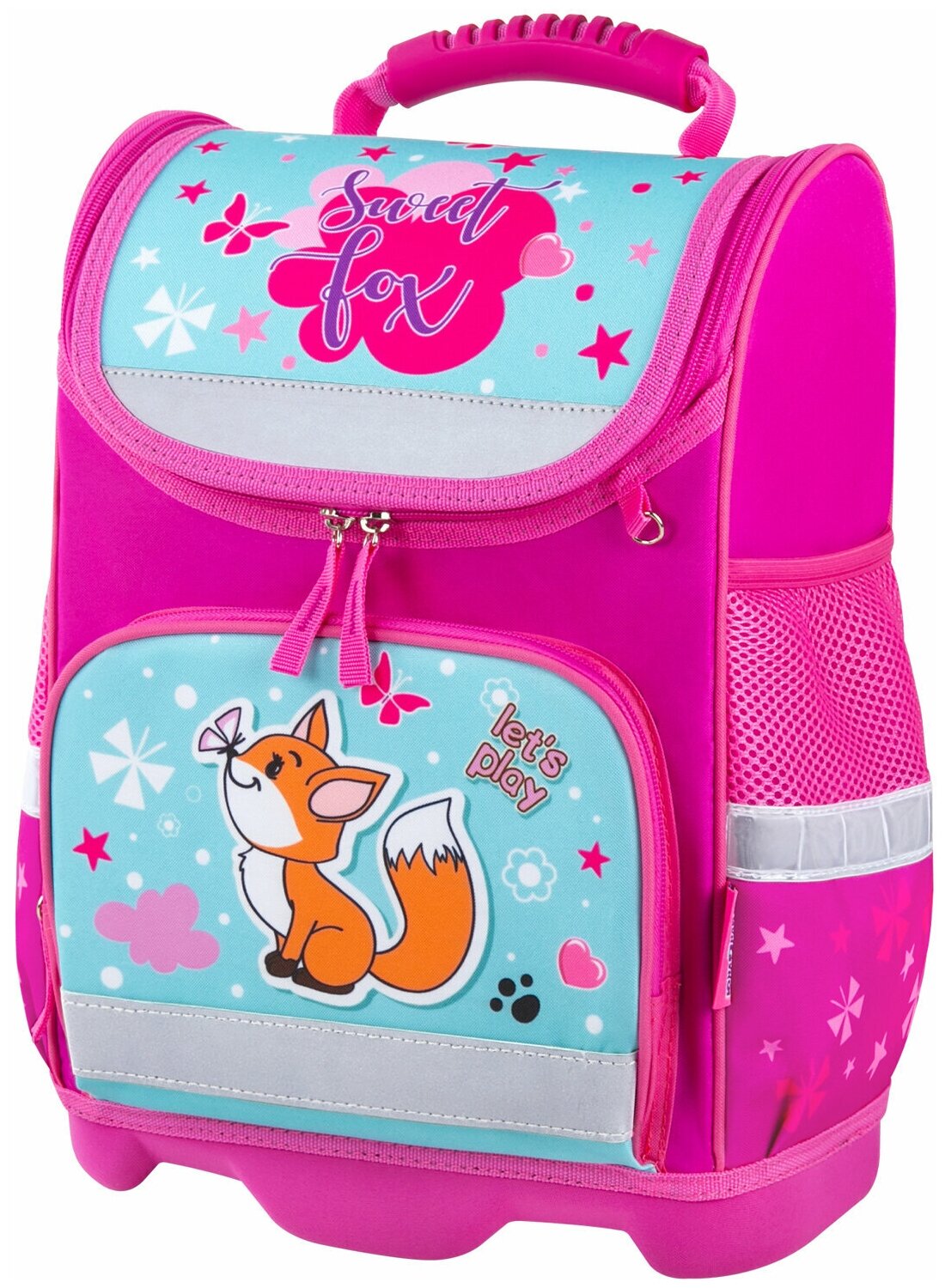 Ранец ЮнЛандия Wise Lovely Fox, 1 отделение, 3 кармана, устойчивое дно, 37x29х15 см, 16L