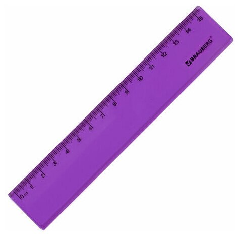 Линейка пластиковая 15 см BRAUBERG "FRUITY", тонированная, ассорти, 210765 (цена за 1 ед. товара)