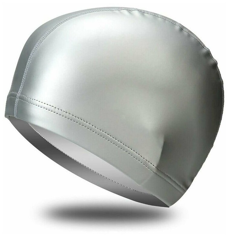 Шапочка для плавания комбинированная B31516, ткань/полиуретан, серебристая