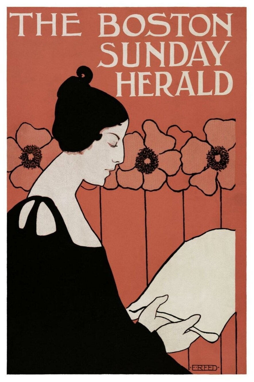 Постер / Плакат / Картина Афиша - Бостонский воскресный вестник 60х90 см в подарочном тубусе