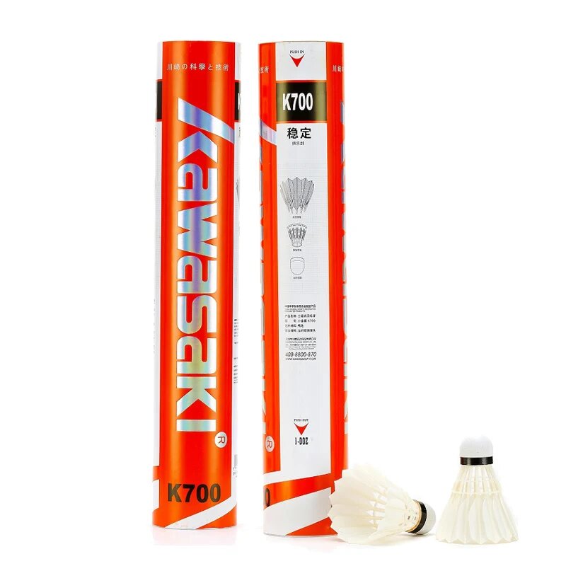 Волан для бадминтона Kawasaki K500 K700, 12 шт./лот, Модернизированный Волан с перьями, скоростной мяч для бадминтона 77/76 для тренировок