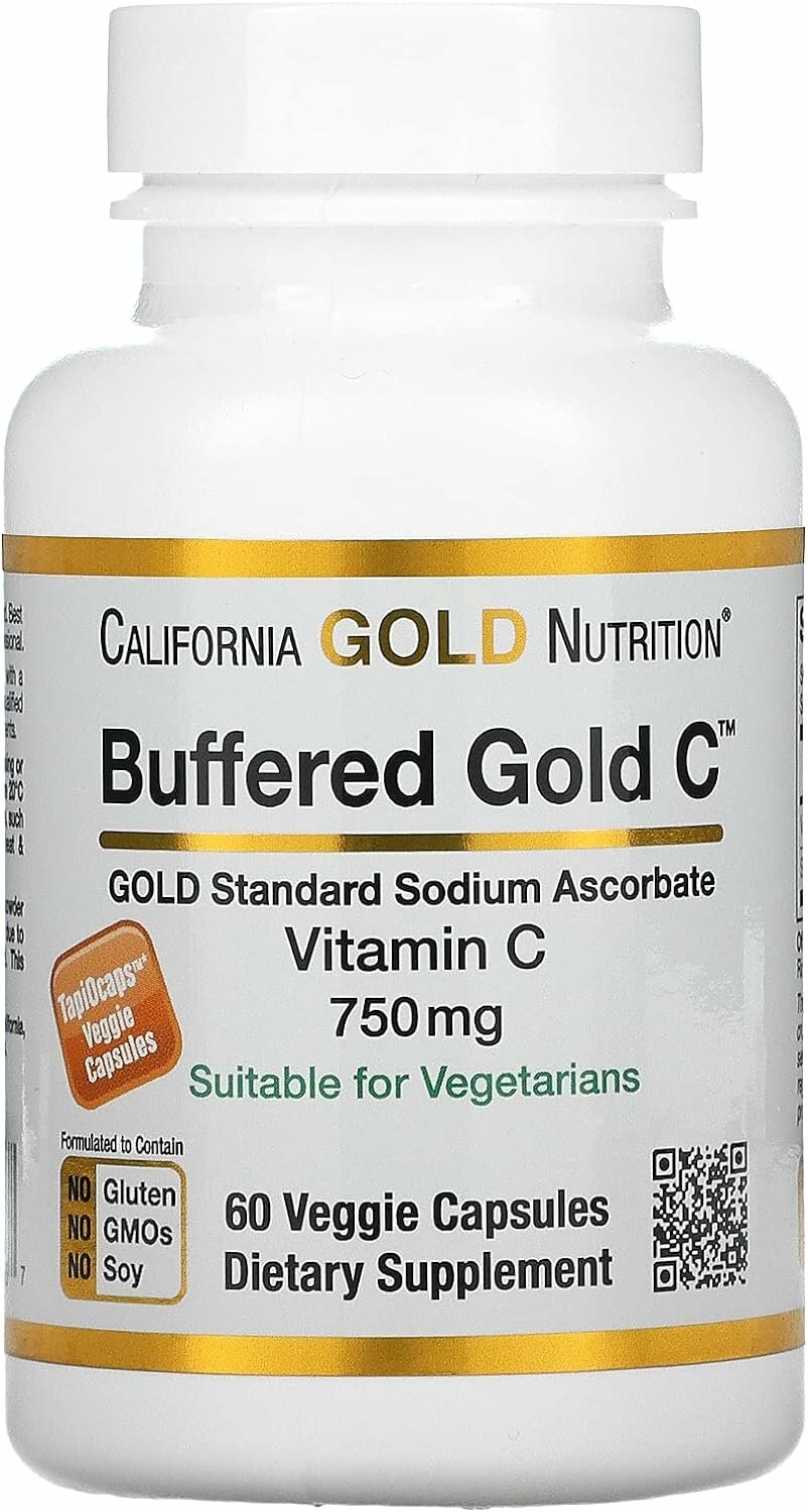 California Gold Nutrition Buffered Gold C 750 mg 60 veggie capsules (бифферизированный витамин C)