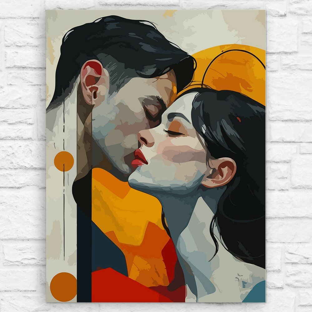 Картина по номерам на холсте влюблённая пара (парень и девушка, абстракция) - 15718 60x80 В