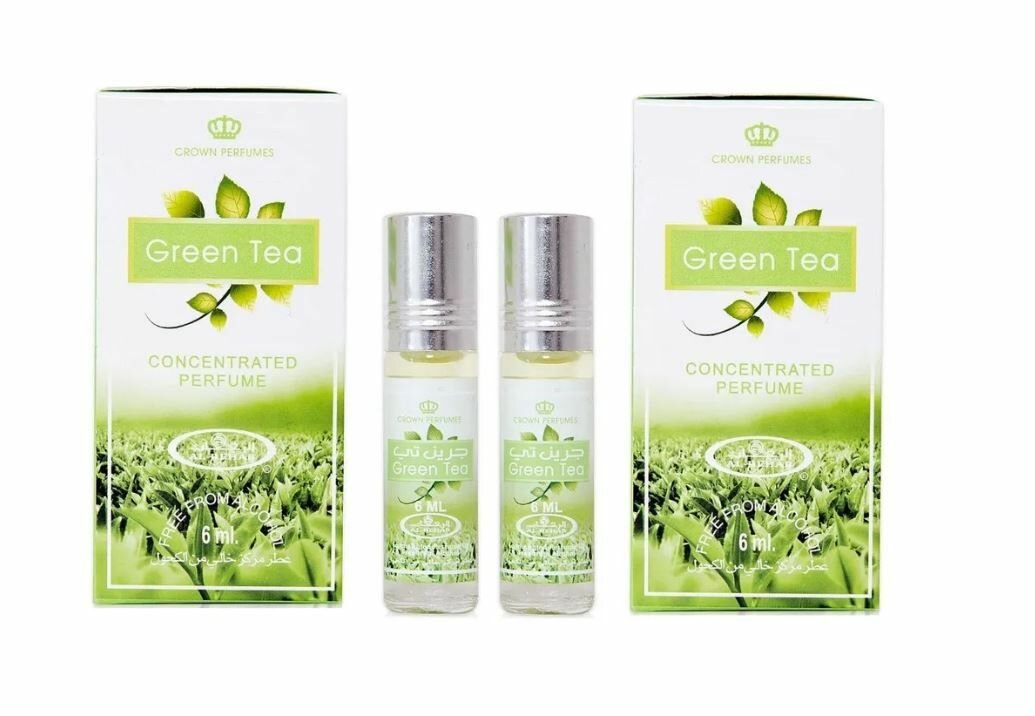 Арабские женские масляные духи Al Rehab GREEN TEA (Зеленый чай), 6 мл 2 шт