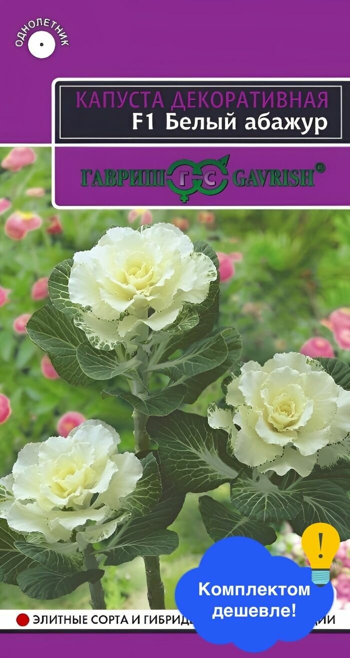 Семена цветов "Капуста декоративная Белый абажур" F1, 4 шт