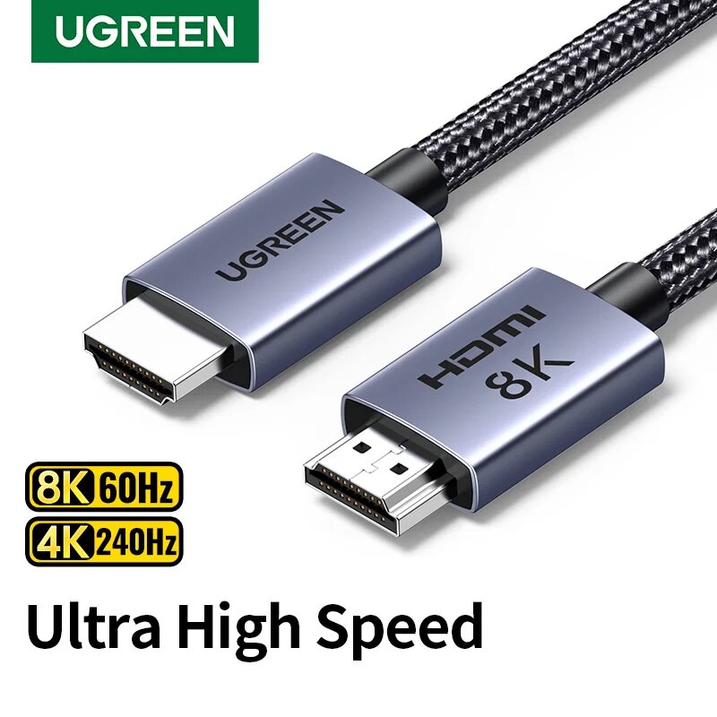 Ugreen HDMI 2.1 кабель 8K/60Hz, 5m, черный, оплетка — фото 1