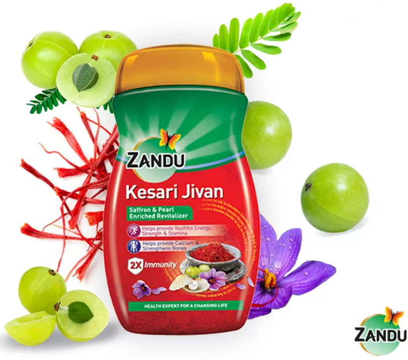 Чаванпраш Кесари Дживан, с шафраном и жемчугом, Занду Kesari Jivan, Zandu