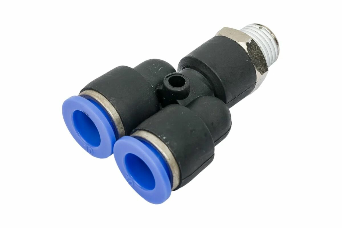 Фитинг Y-образный для пластиковых трубок 10мм с наружной резьбой 1/4" ROCKFORCE