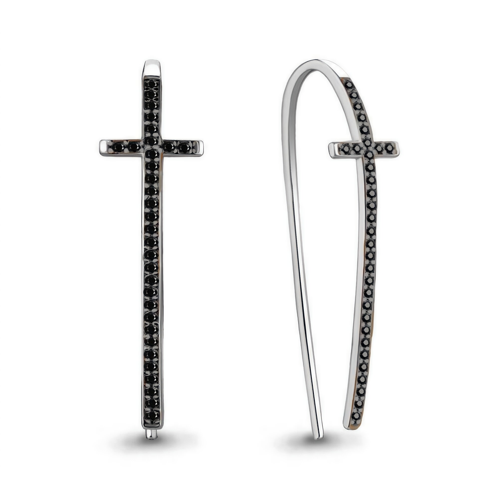 Серьги, серебро, 925 проба, родирование, кристалл