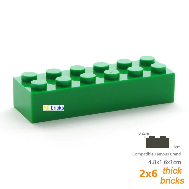 100 шт, строительные блоки «сделай сам», толстые фигурки, кирпичи, 2x6 точек, образовательный креативный размер, совместимый с пластиковыми игрушками 2456 для детей