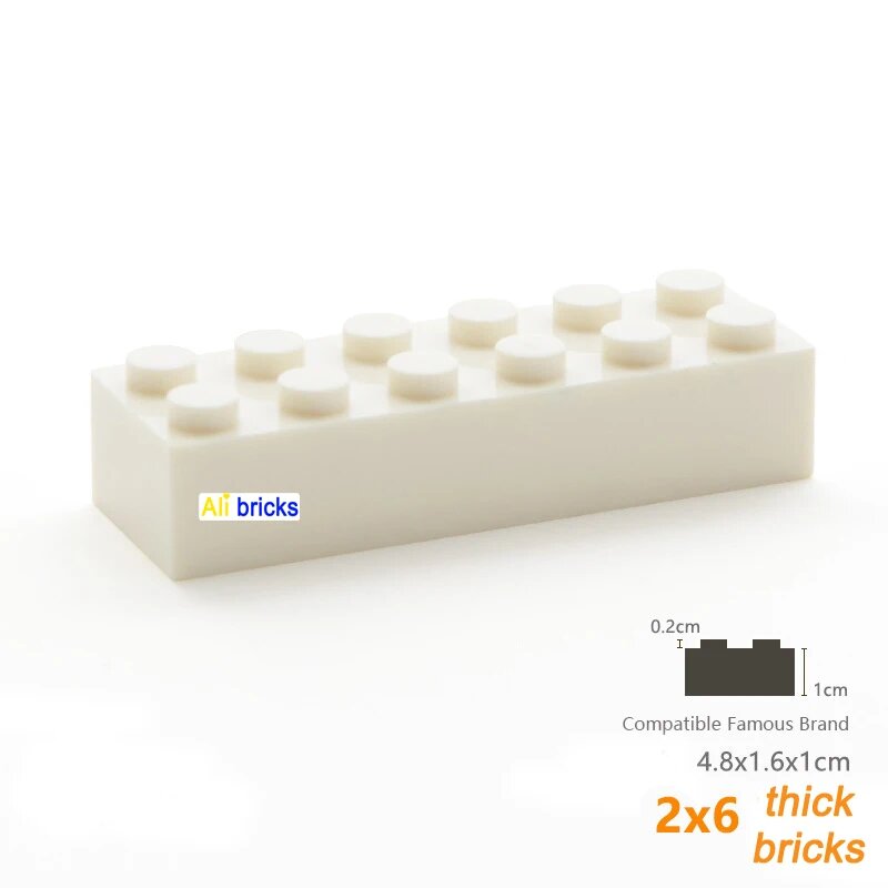 Конструктор JIAJIALE 2х6 пластиковые блоки 120 шт. Белый, 120pcs white