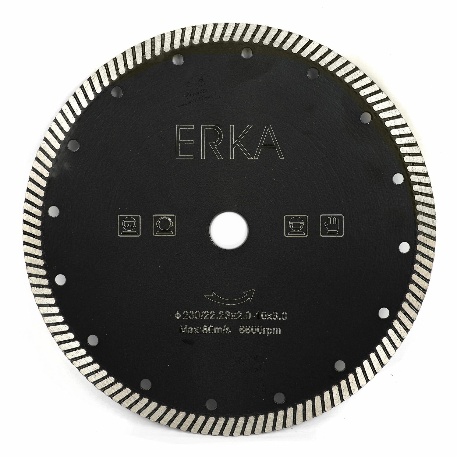 ERKA Диск алмазный по бетону, кирпичу, камню (граниту) D230*22,2*2-10*3, турбо, сплошной, универсальный