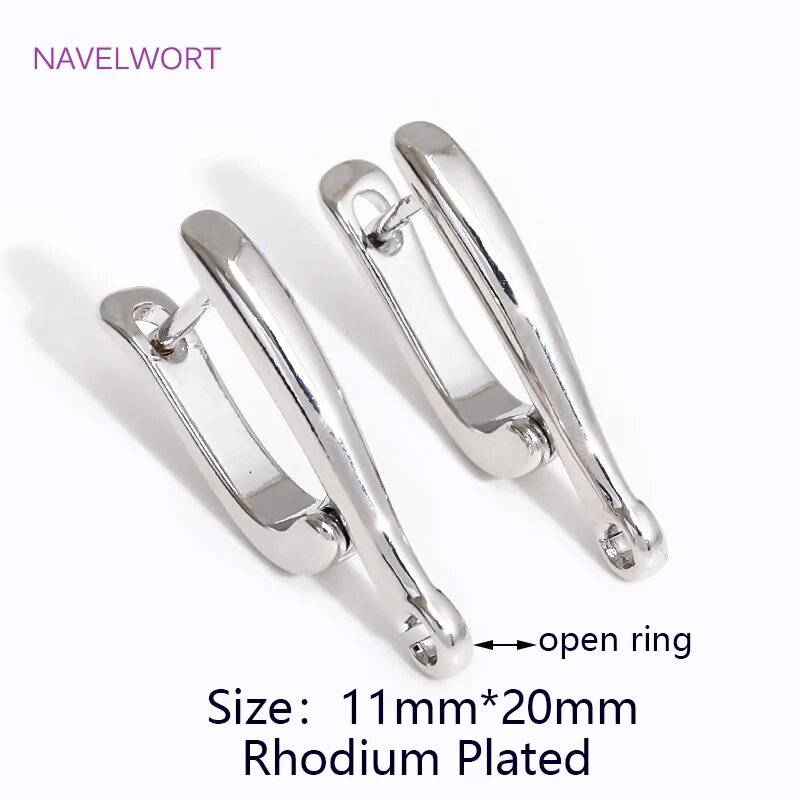 Латунные застежки для сережек с покрытием из 18-каратного золота NAVELWORT, 6 штук 2 pieces, Rhodium Plated