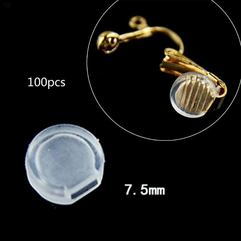 Силиконовые подушечки для сережек, 100шт, Цвет: F, 7.5mm