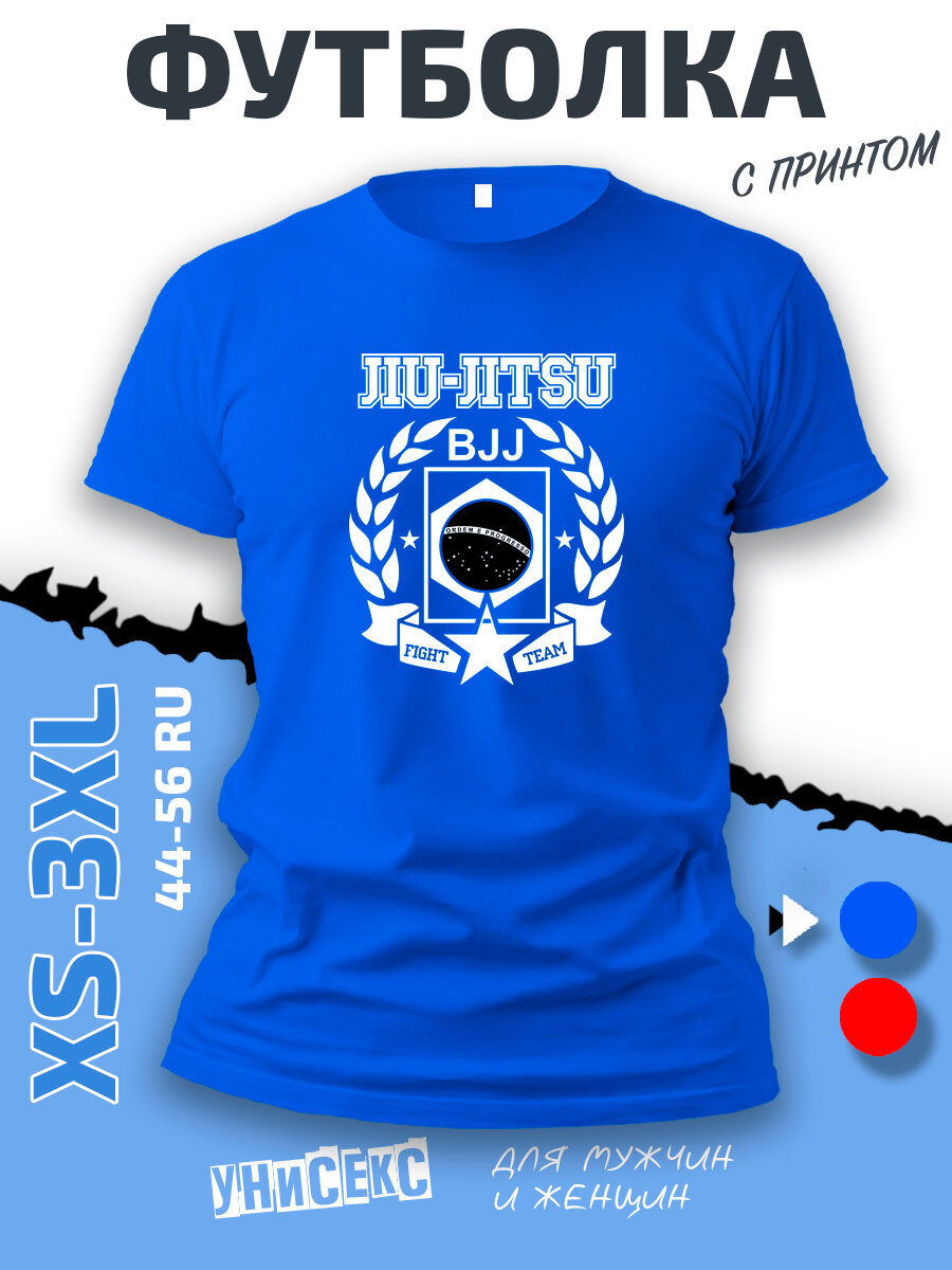 Футболка с принтом надпись jiu jitsu и флаг Бразилии
