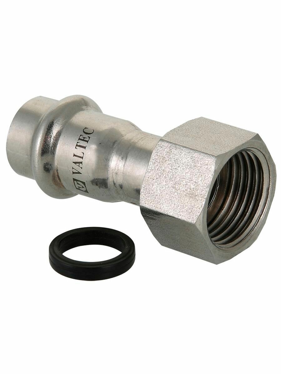 Пресс соединитель VALTEC 15х3/4"В, с накидной гайкой нерж. сталь, VTi.908. I.001505