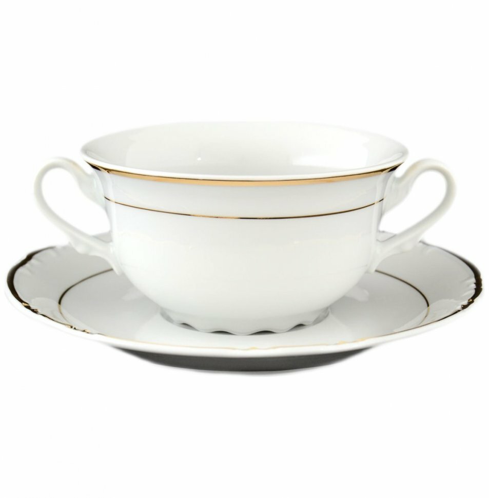 Бульонная пара 335 мл 1 шт с ручками Thun "Констанция /Золотая ниточка /отводка золото" / 242144