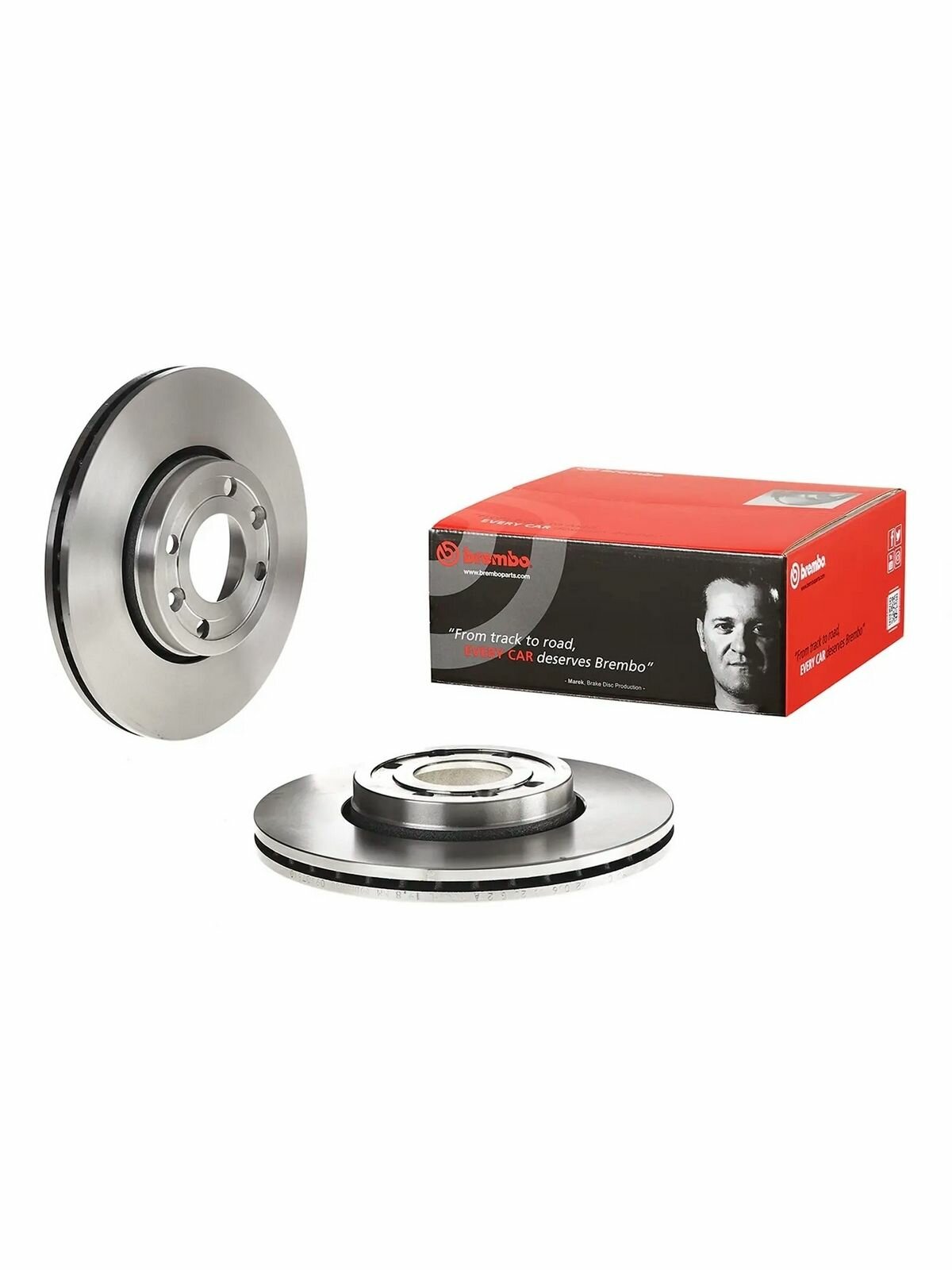 Диск тормозной передний вентилируемый BREMBO 09907810 для Nissan Micra, Tiida, Renault Logan, Megane