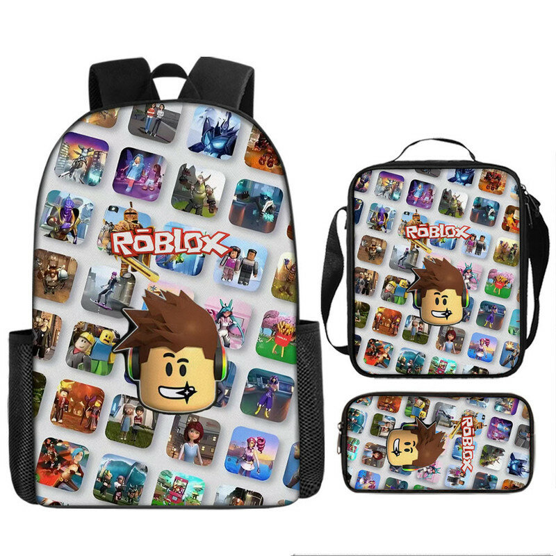 Сумка школьная трех частей / Roblox /с чехлом для карандашей и сумка мессенджер