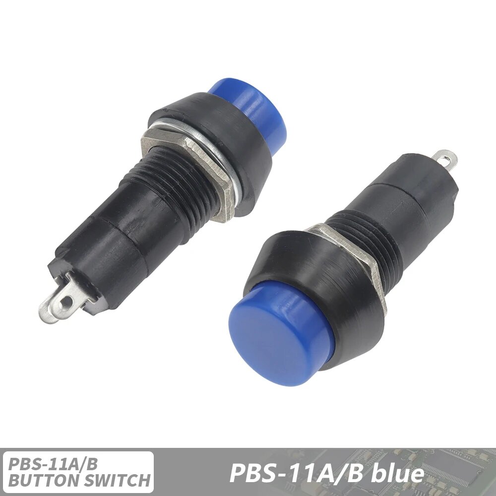 Переключатель PBS-11A/B синий, самозапирающийся, 6PCS