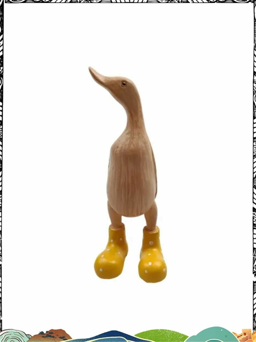 Статуя утки из смолы, садовая скульптура, милая фигурка на удачу, желтый-S.