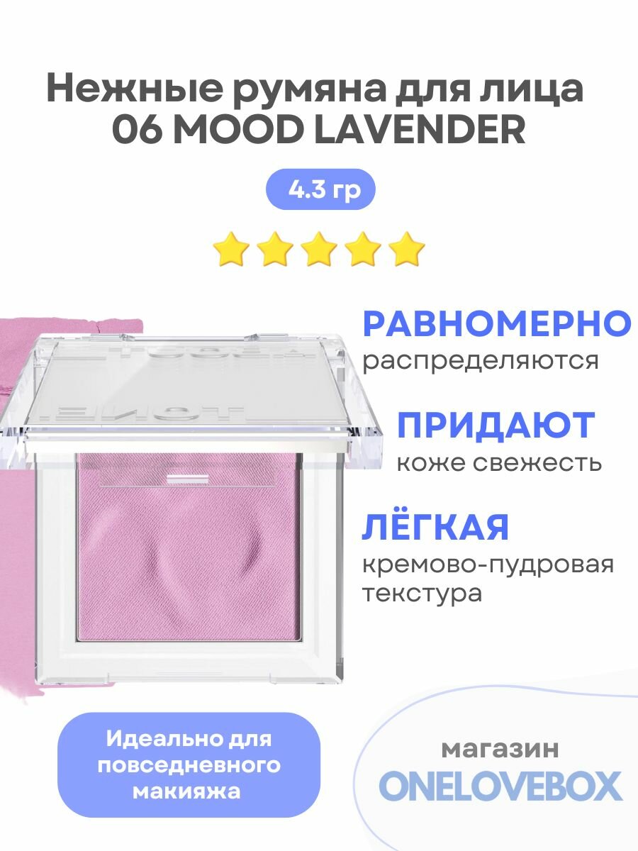 ABOUT TONE Fluffy Wear Blusher 06 Mood Lavender - компактные пудровые корейские румяна (4.3 гр)
