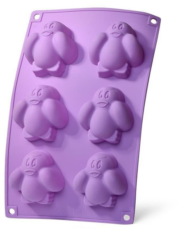 Форма для выпечки Fissman 6 кексов пингвины (силикон) (6733)