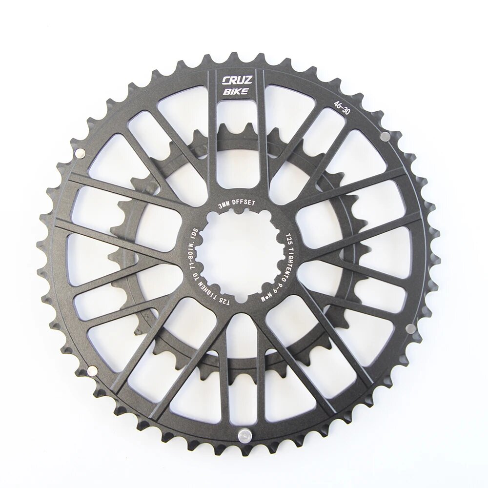 CRUZbike шатуны алюминиевые 46-30/48-32T матовый черный 46-30T
