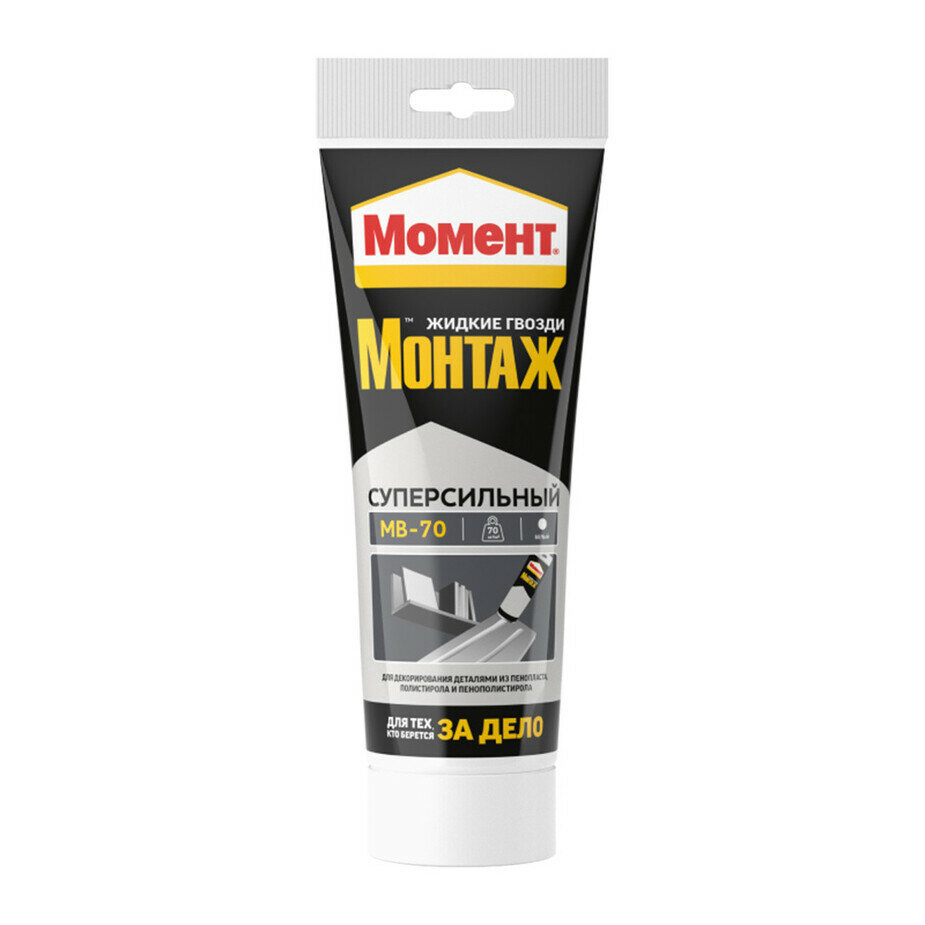 Клей монтажный акриловый Момент Монтаж МВ-70 суперсильный белый 180 мл