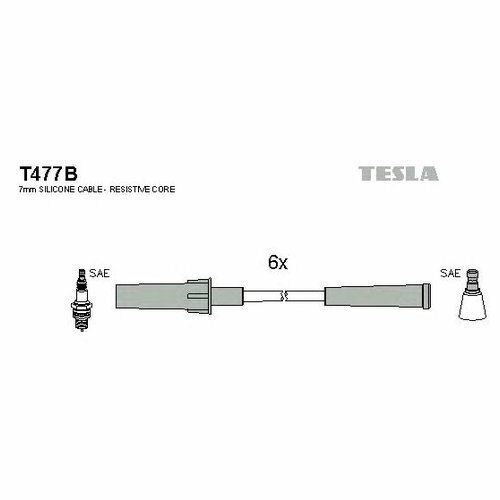 Комплект проводов зажигания Tesla T477B для Chrysler Voyager IV; Dodge Caravan; Jeep Wrangler III; VW Routan